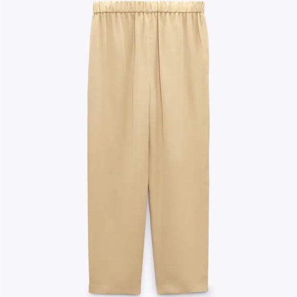 Zara | Tops | Zara 2pc Satin Effect Straight Leg Pants And Satin Shirt ...